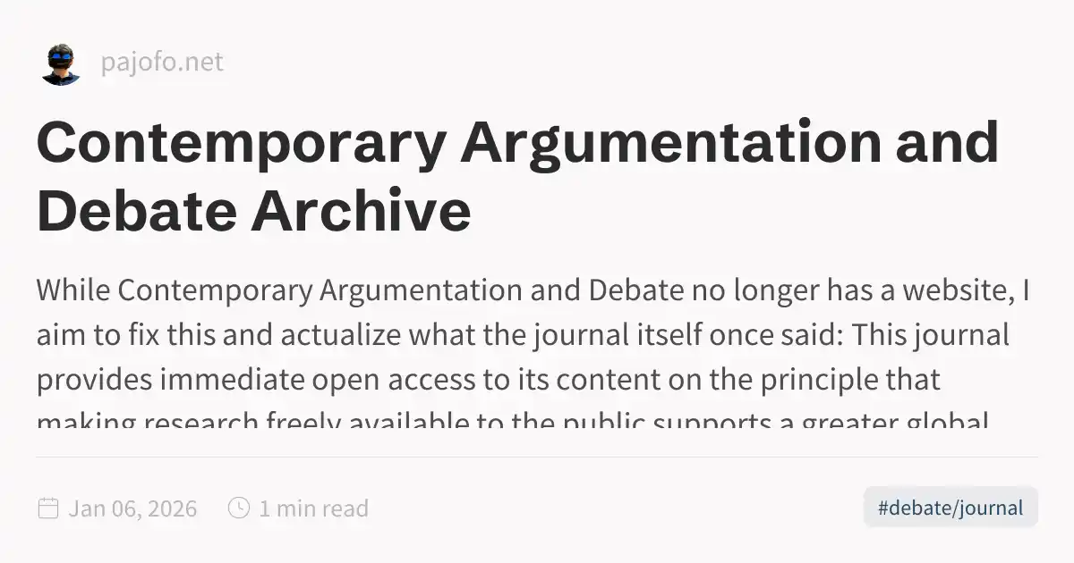 Contemporary Argumentation and Debate Archive